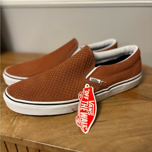 Vans | Shoes | Nwt Mens Vans Rust Color Embossed Leather Slip Ons ...